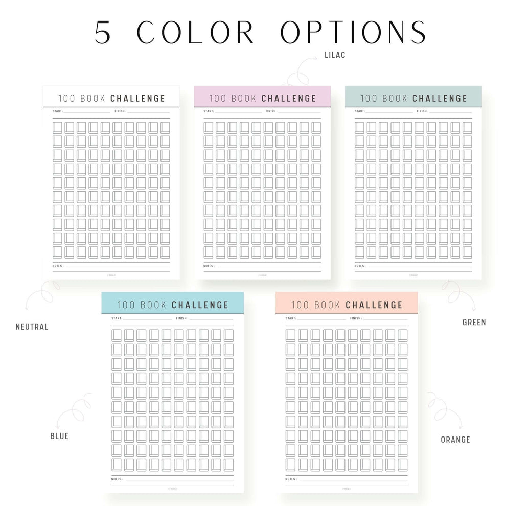 100 Book Challenge Printable - M235 – mrsneat