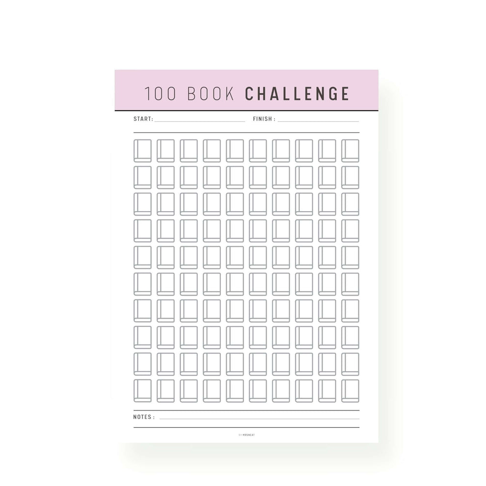 100 Book Challenge Printable - M235 – mrsneat