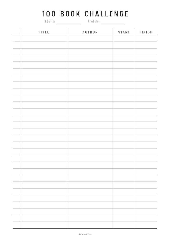 Book Challenge Bundle PRINTABLE - M007 – mrsneat