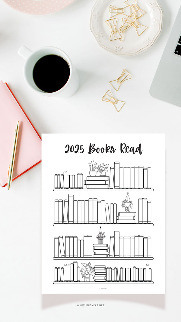 Bookshelf Reading Tracker Printable - 100 Books - M368 – mrsneat