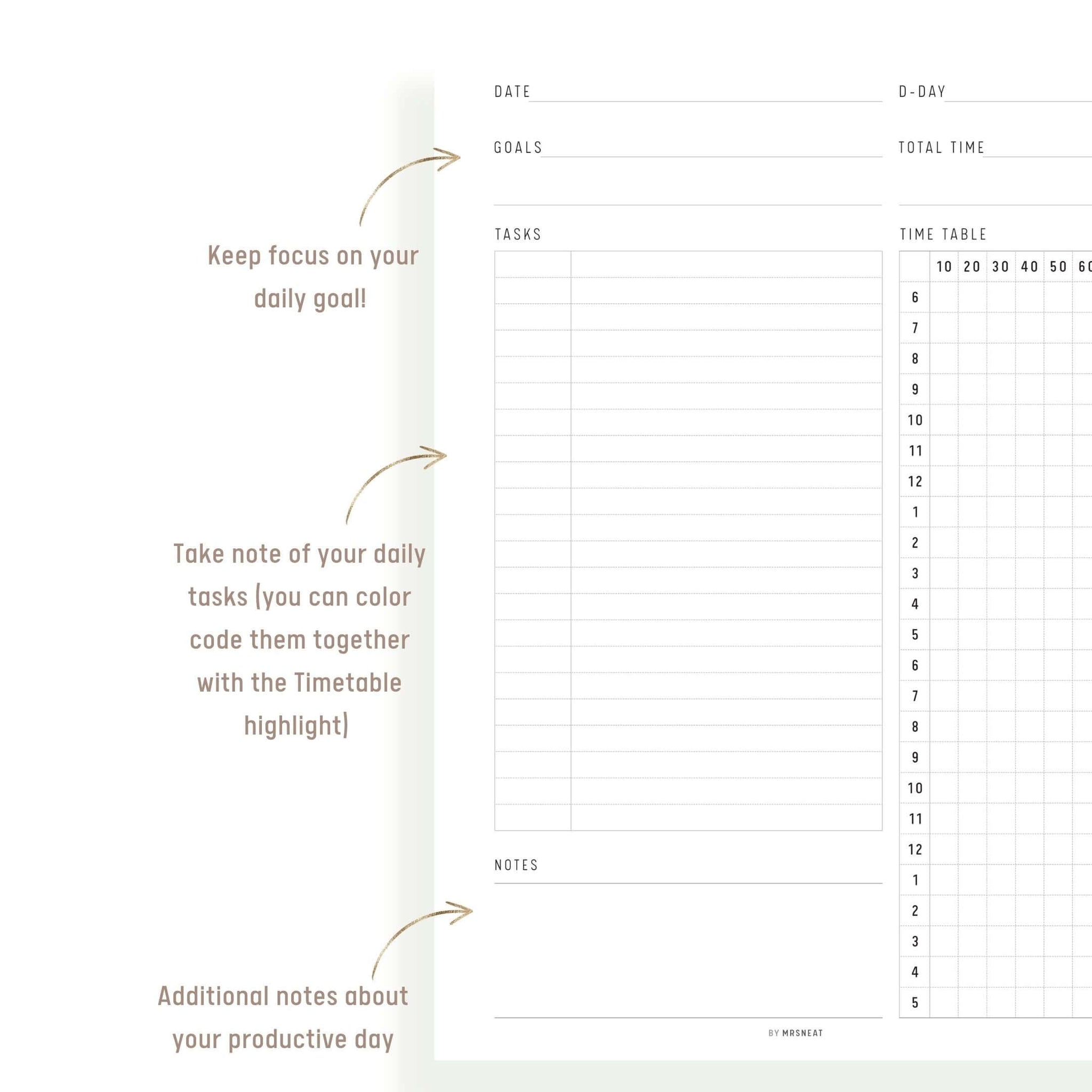 10 Minutes Daily Planner Template – mrsneat