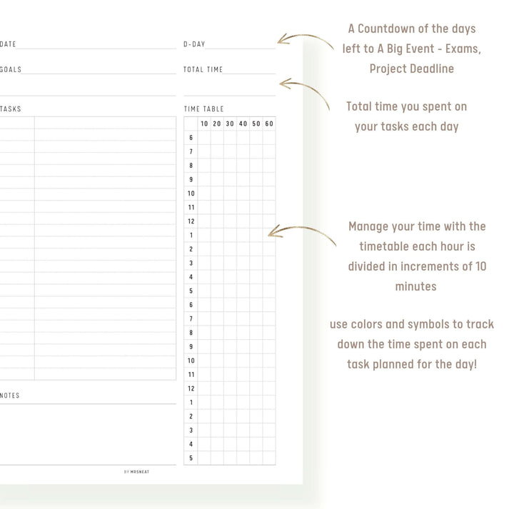 10 Minutes Daily Planner Template – mrsneat