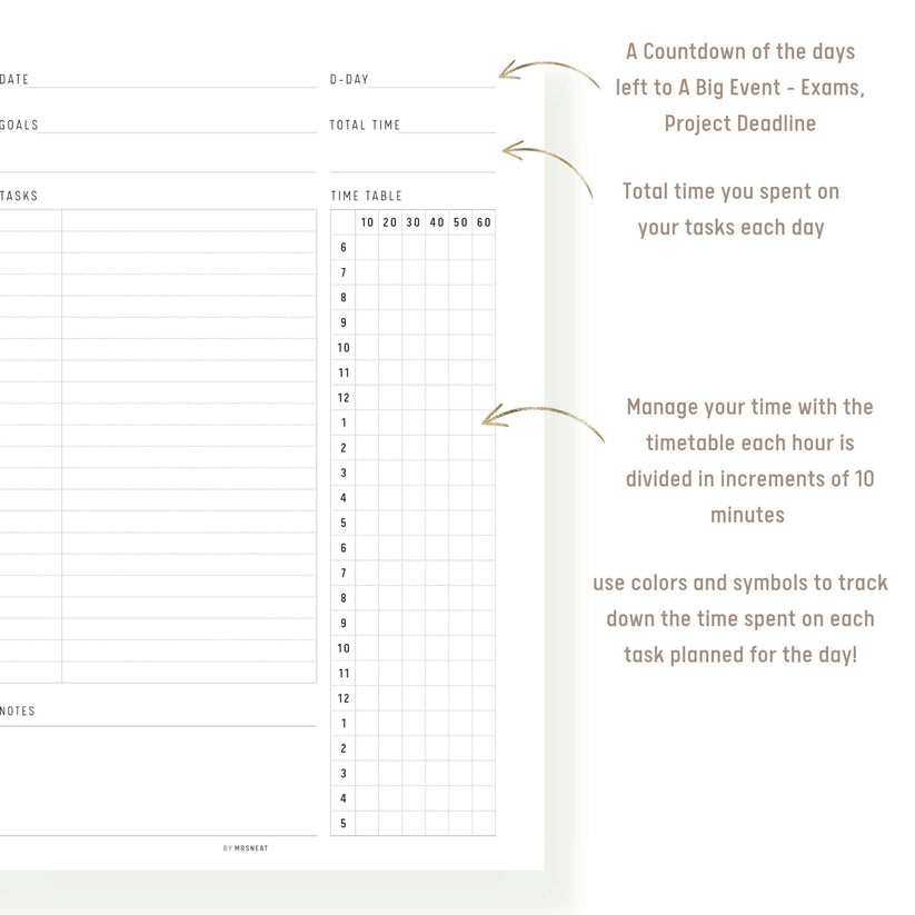 10 Minutes Daily Planner Template – mrsneat