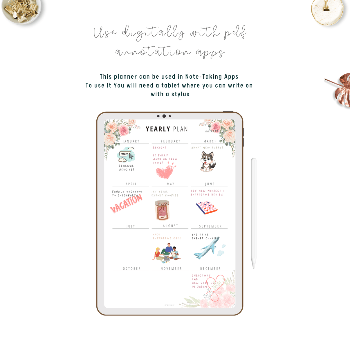 Floral Yearly Goal Planner Printable – mrsneat