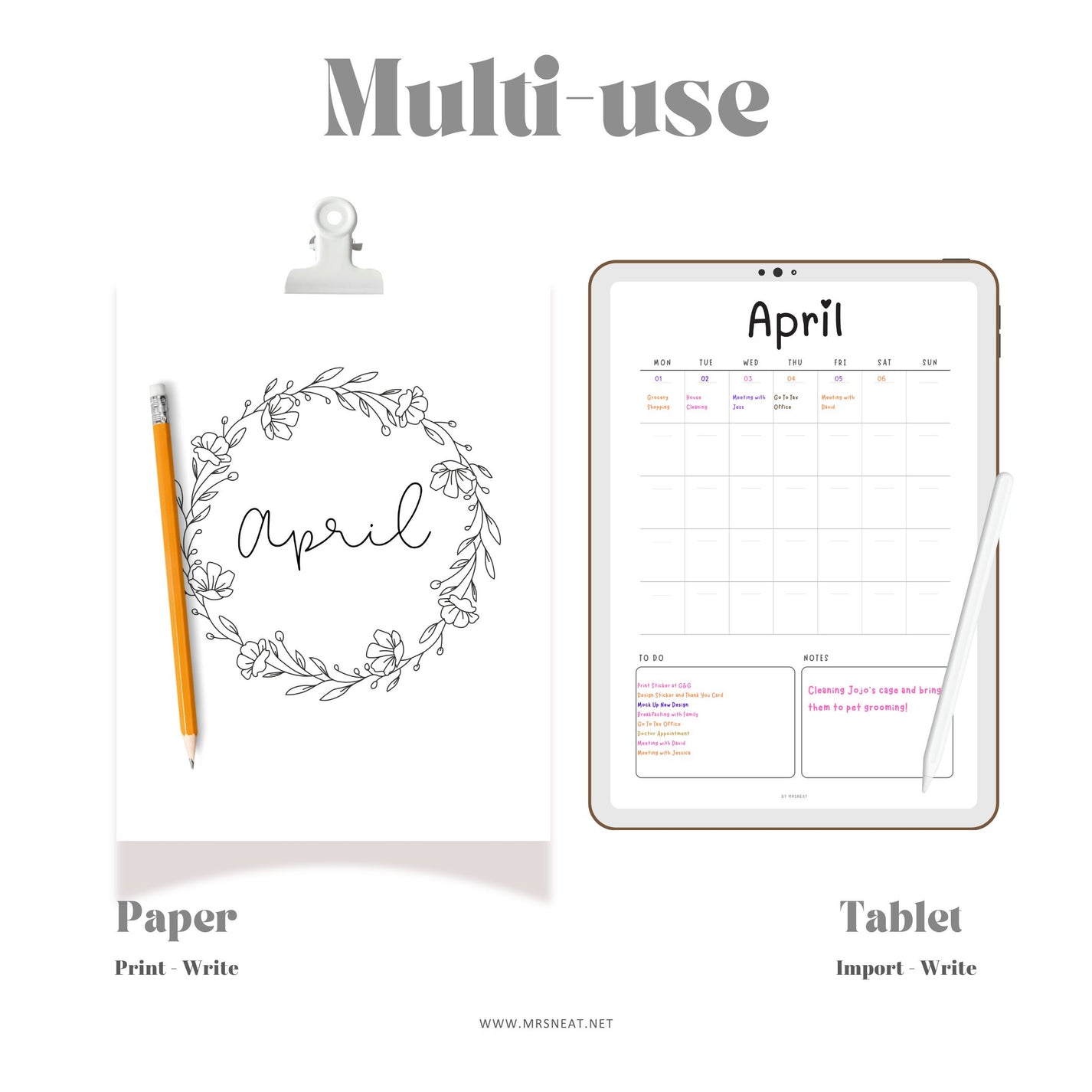 12 Month Cover and Calendar Pages Printable - M552 – mrsneat
