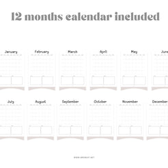 12 Month Cover and Calendar Pages Printable - M552 – mrsneat