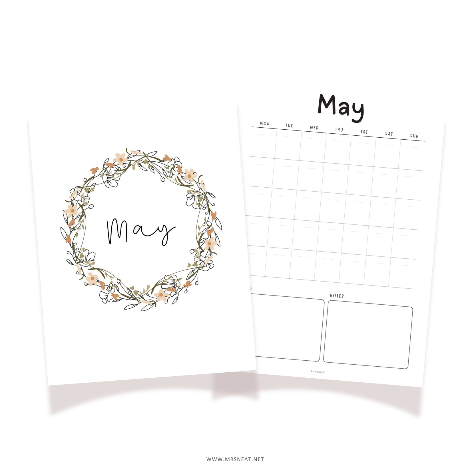 12 Month Cover and Calendar Pages Printable - M552 – mrsneat