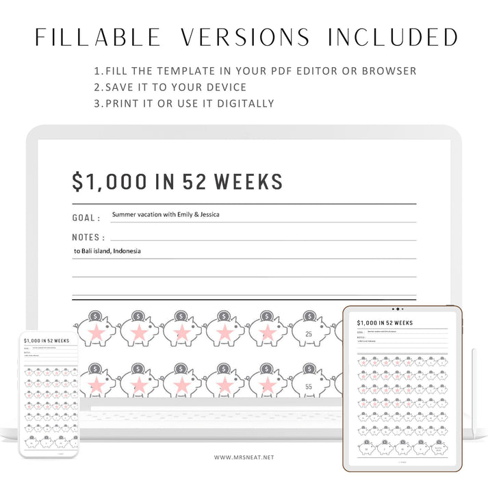 $1,000 Money Savings Challenge - M013 – mrsneat