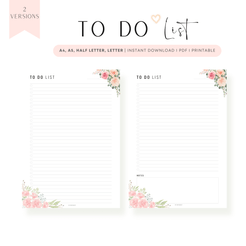 Floral To-Do List Planner Printable - M192 – mrsneat