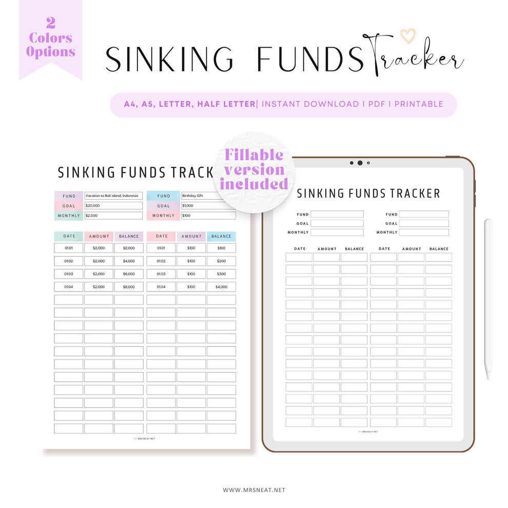 Sinking Funds Tracker Printable - M513 – mrsneat