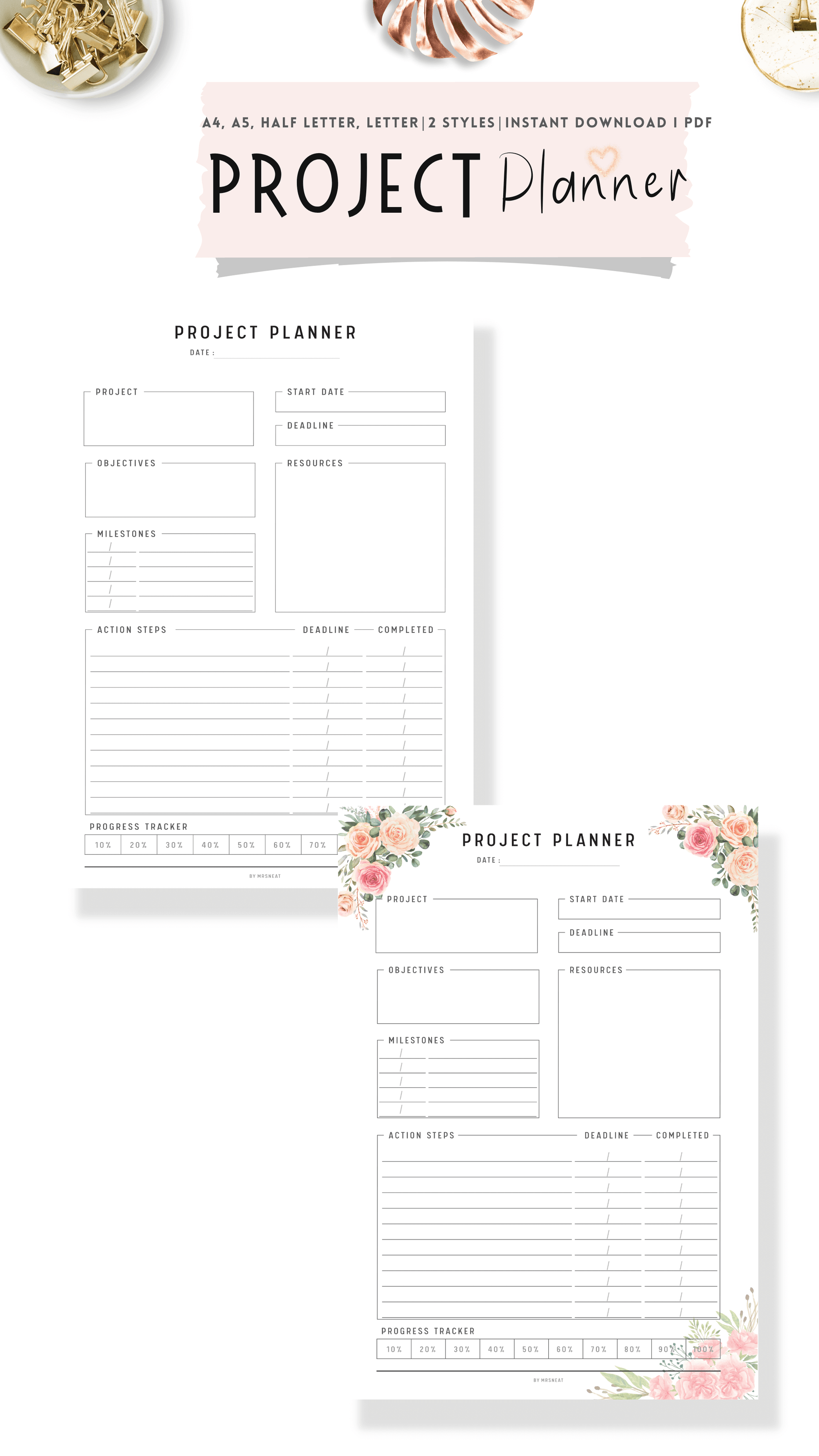 Project Planner Printable – mrsneat