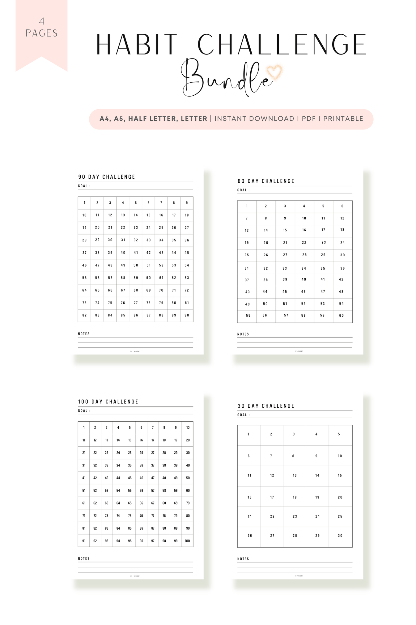 Habit Challenge Printable Bundle – mrsneat