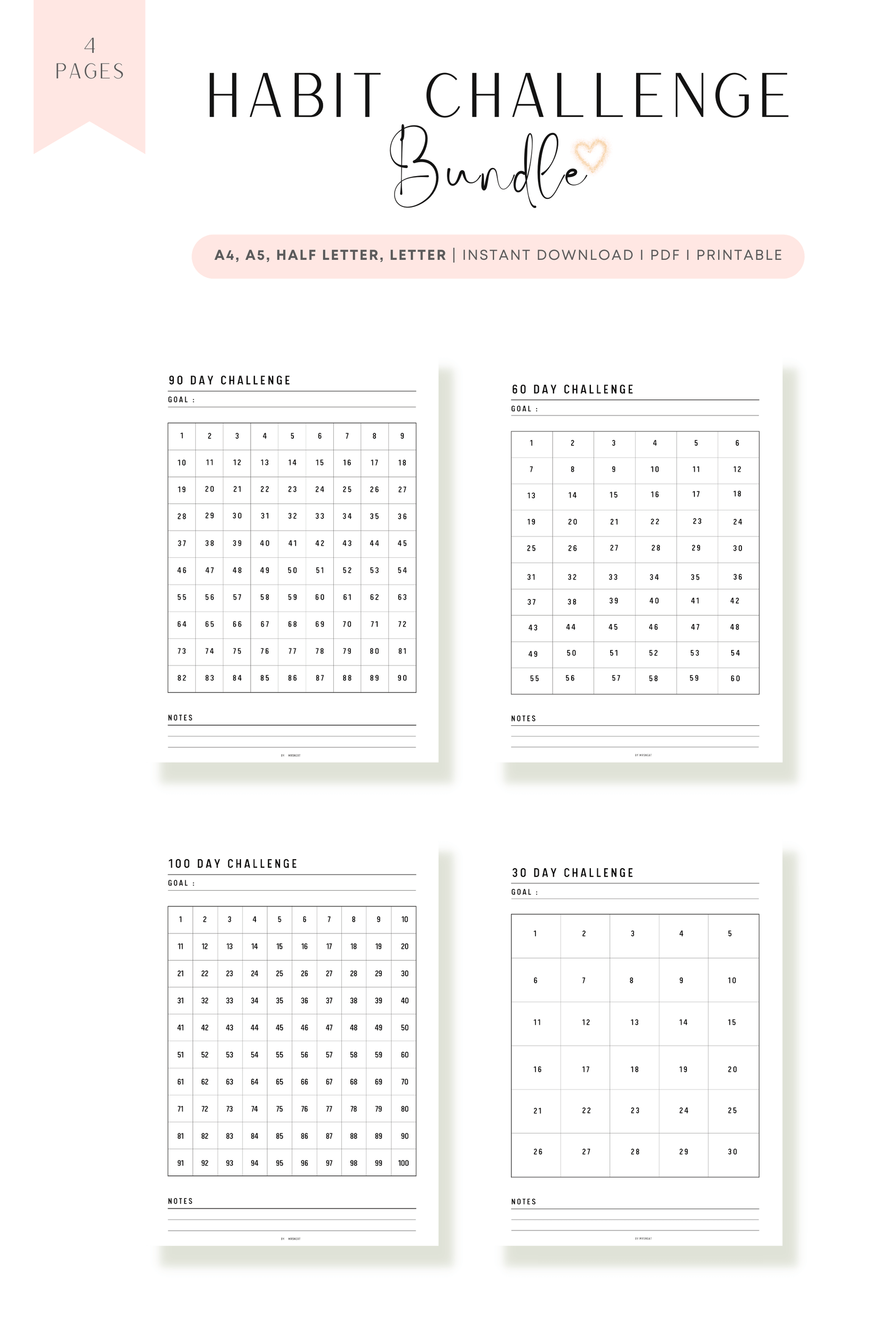 Habit Challenge Printable Bundle – mrsneat