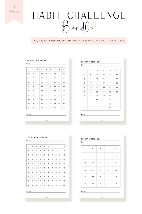 Habit Challenge PRINTABLE Bundle - M188 – mrsneat