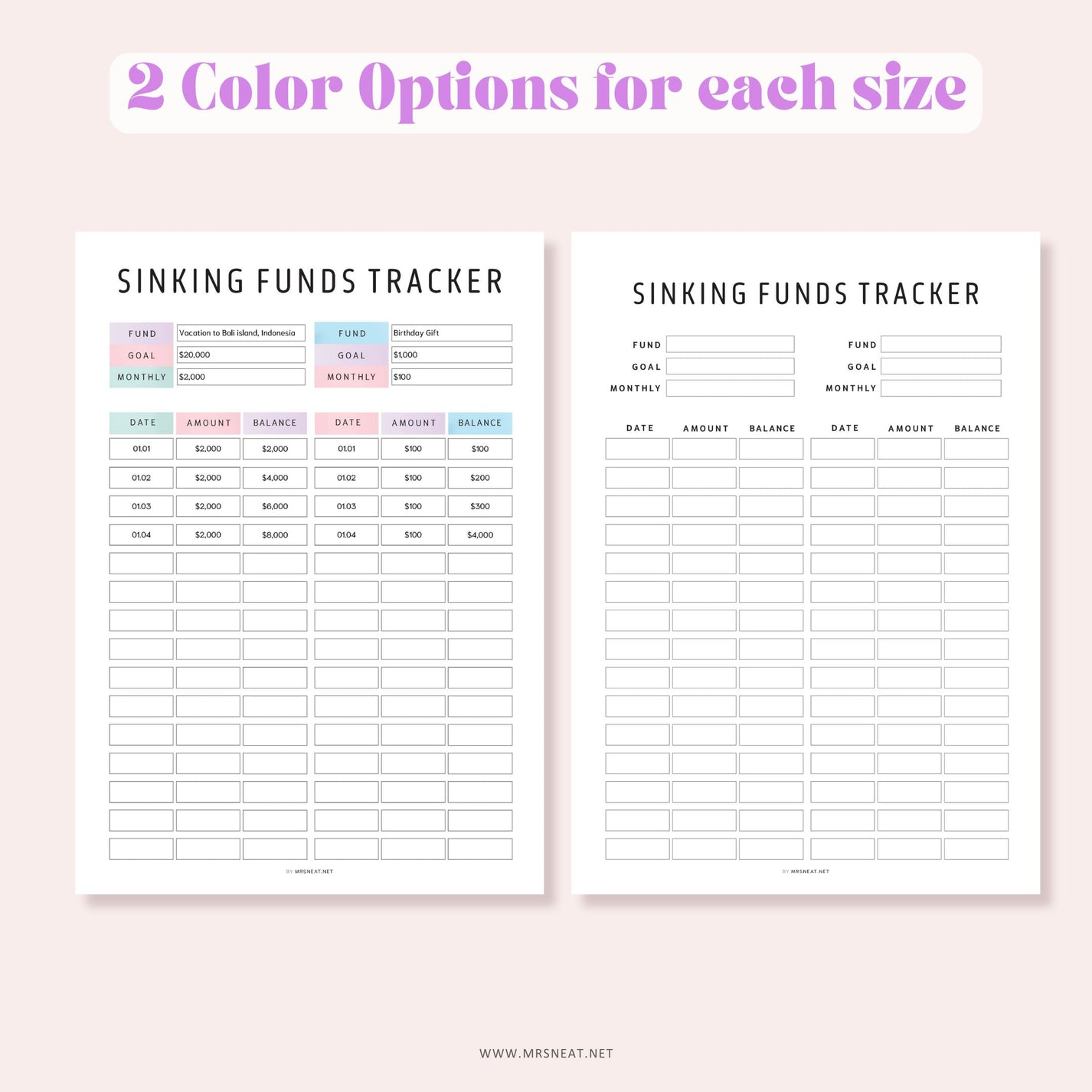 Sinking Funds Tracker Printable - M513 – mrsneat