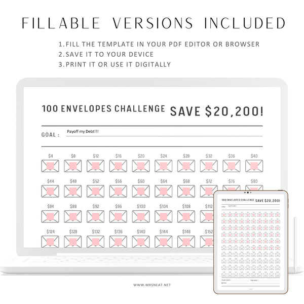 Saved $20,200 in 100 Envelope Saving Challenge - M027/8 – mrsneat
