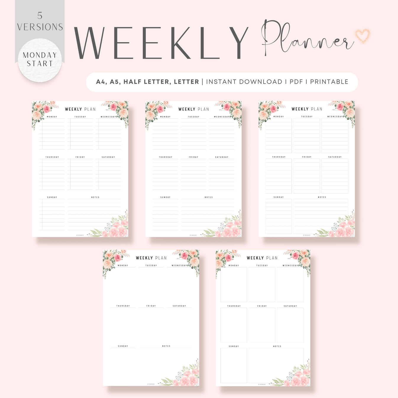 Floral Weekly Planner Printable – mrsneat
