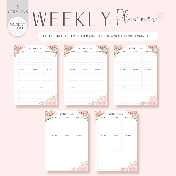 Floral Weekly Planner Printable – mrsneat