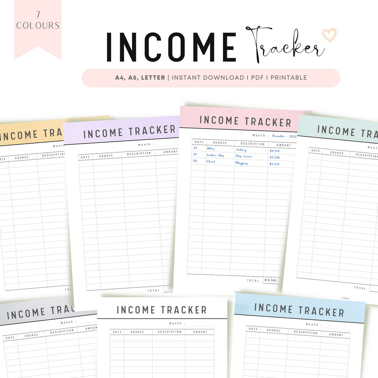 Income Tracker Printable Planner – mrsneat