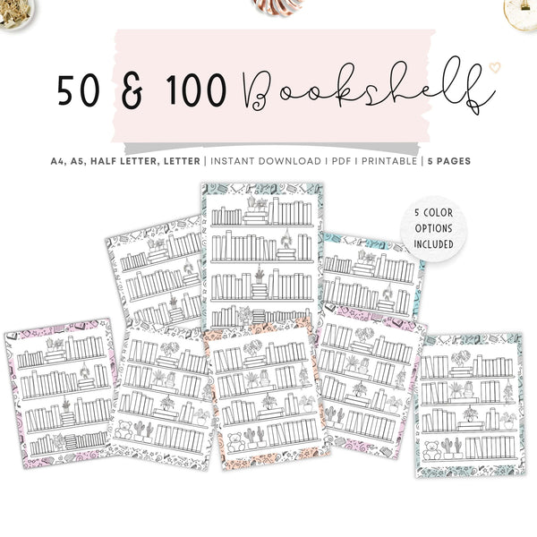 50 & 100 Bookshelf Reading Tracker PRINTABLE - M420 – mrsneat