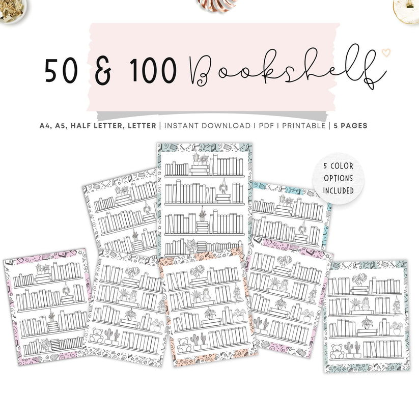 50 & 100 Bookshelf Reading Tracker - M420 – mrsneat