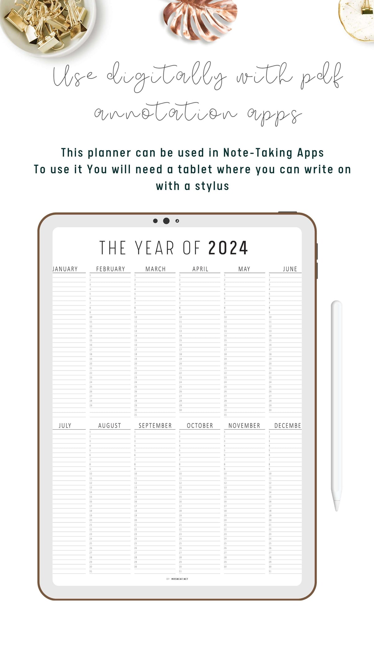 2024 Year at a Glance Template Printable – mrsneat