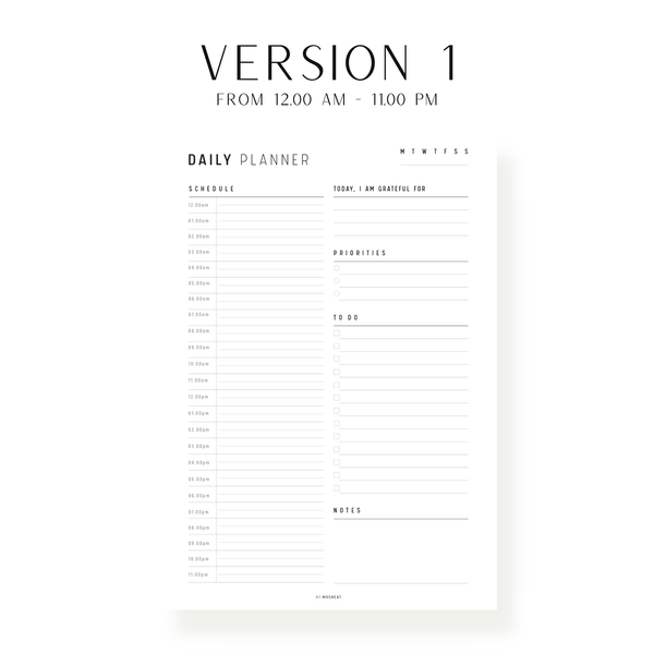 24 Hour Daily Planner Template - M201 – mrsneat