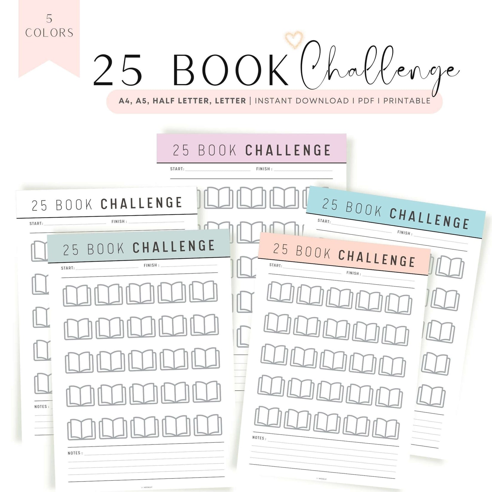 25 Book Challenge Printable – mrsneat