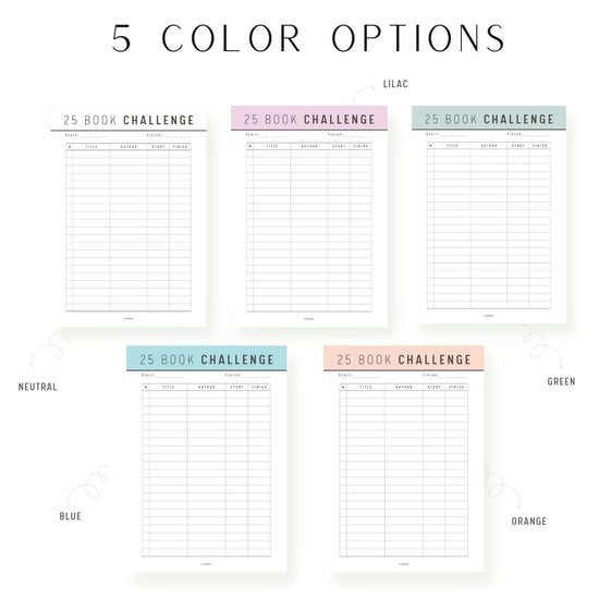 25 Book Challenge Printable – mrsneat