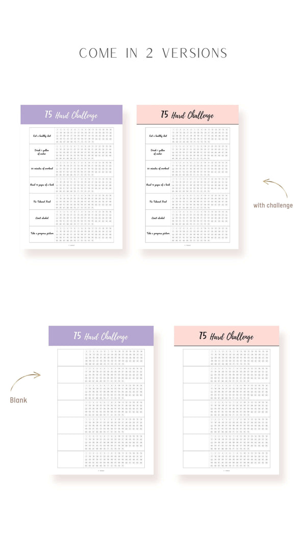 Printable 75 Hard Challenge Template – mrsneat