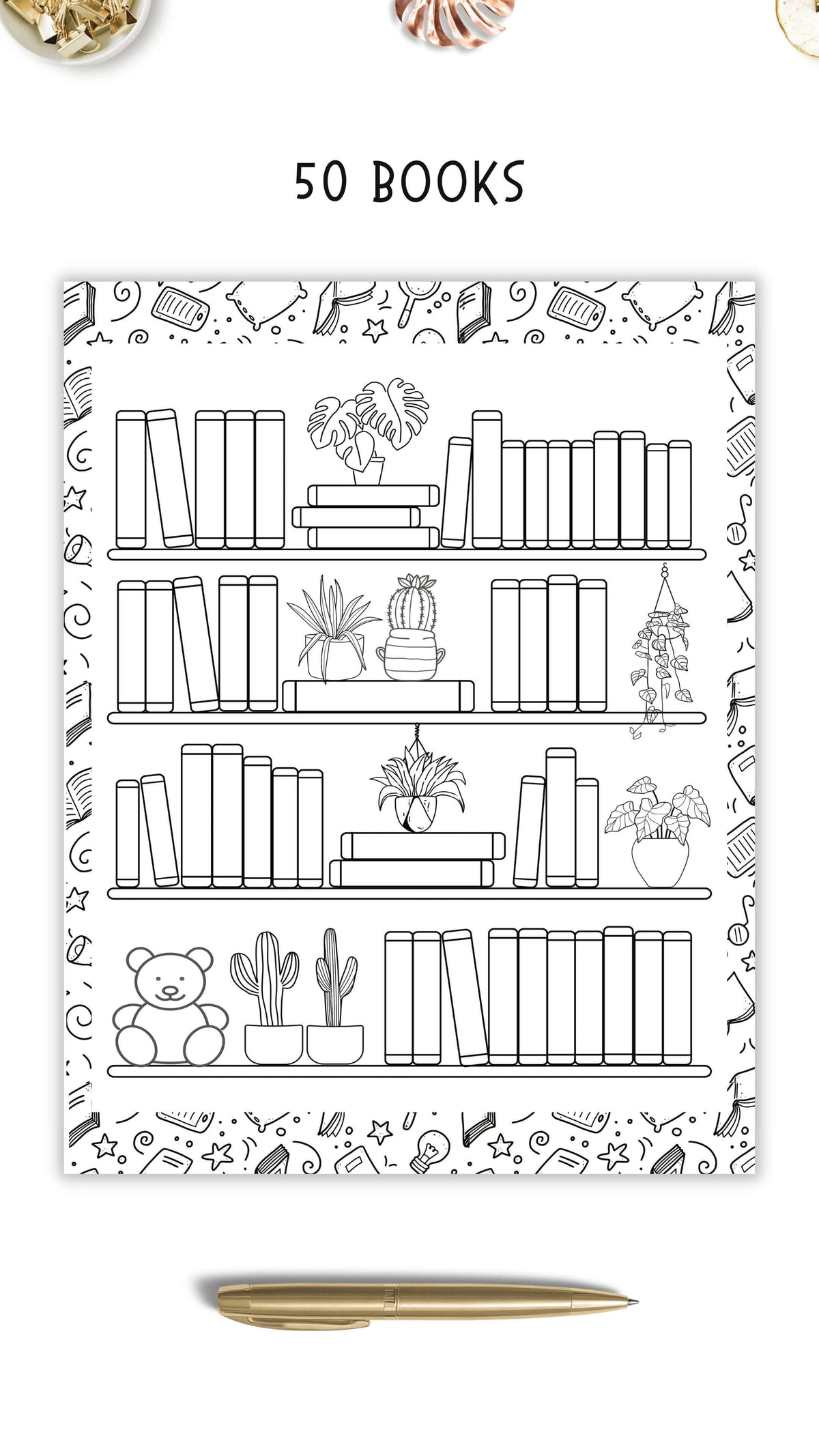 50 & 100 Bookshelf Reading Tracker PRINTABLE - M420 – mrsneat