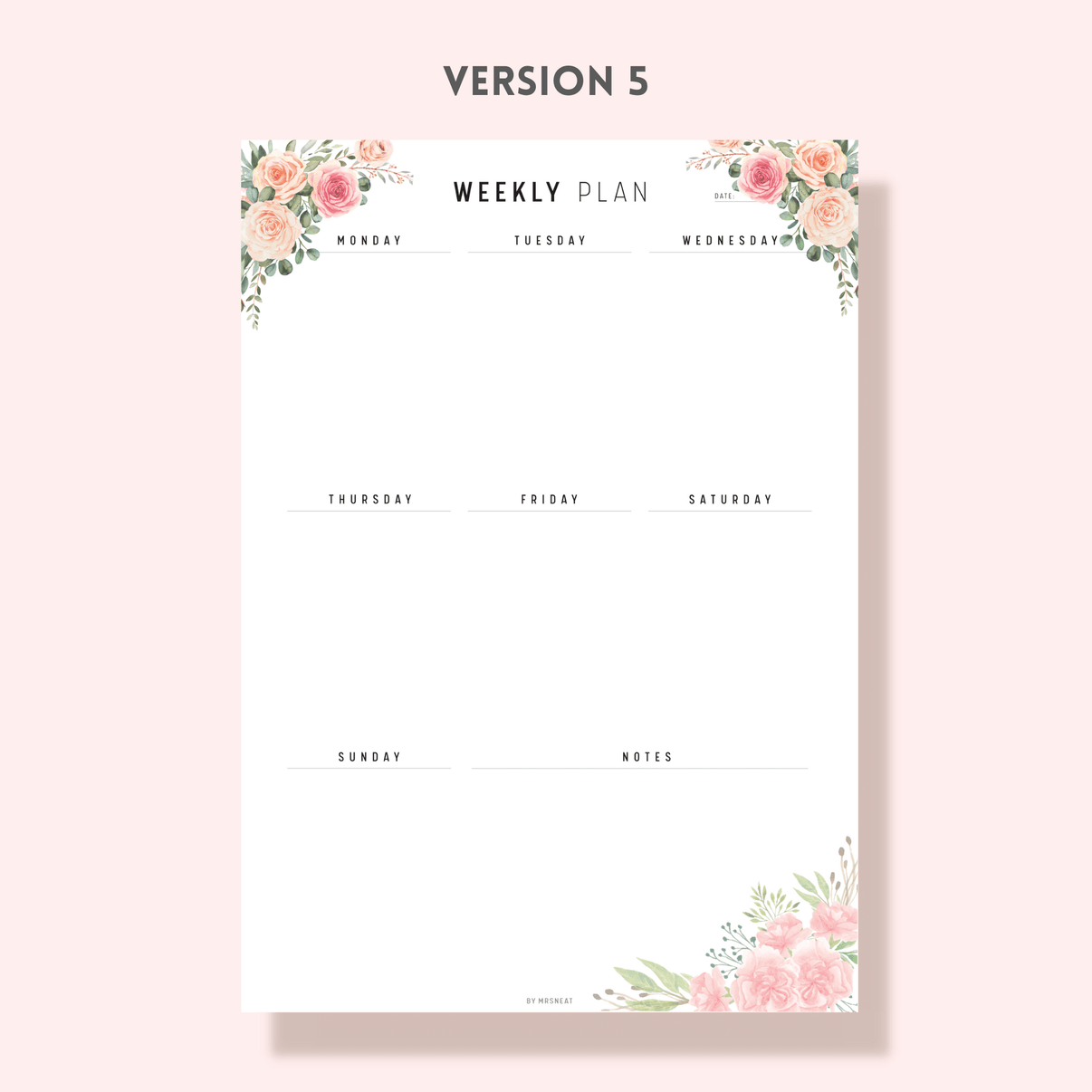 Floral Weekly Planner Printable – mrsneat