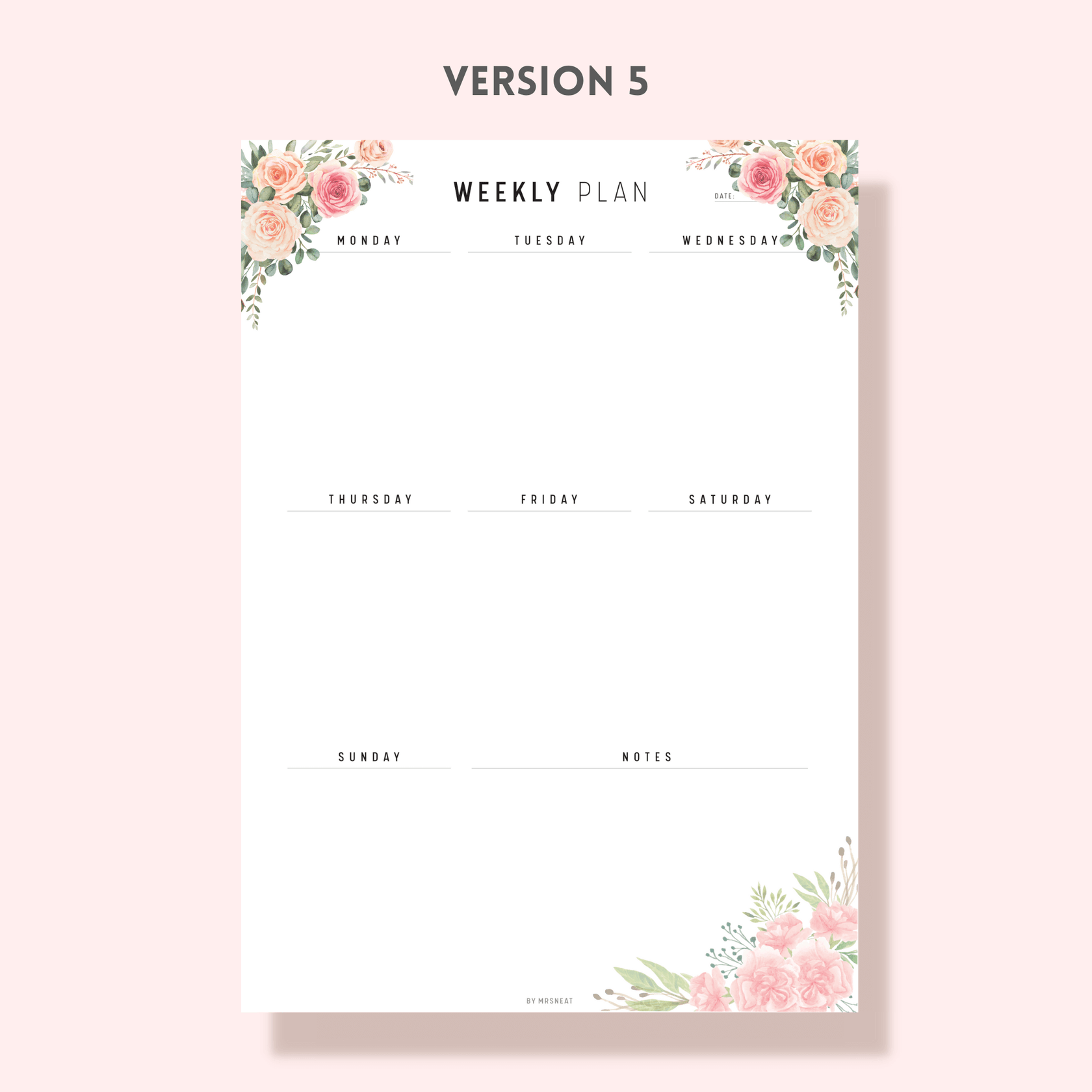 Floral Weekly Planner Printable – mrsneat