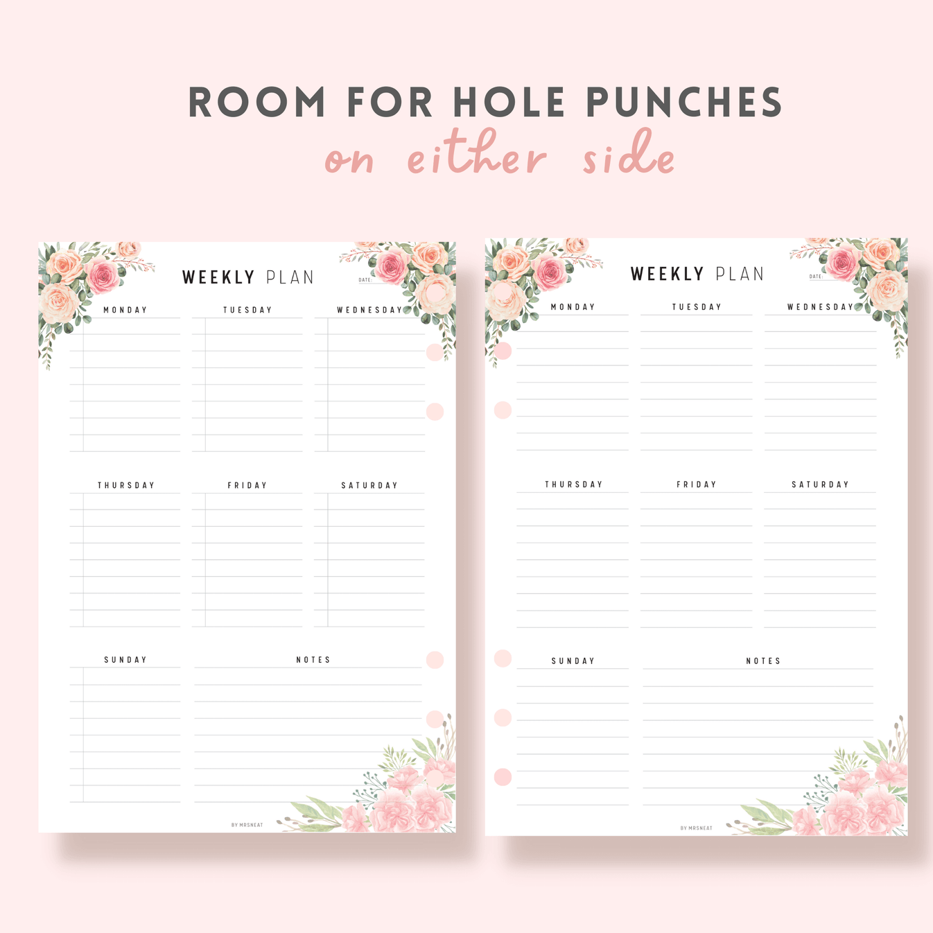 Floral Weekly Planner Printable – mrsneat