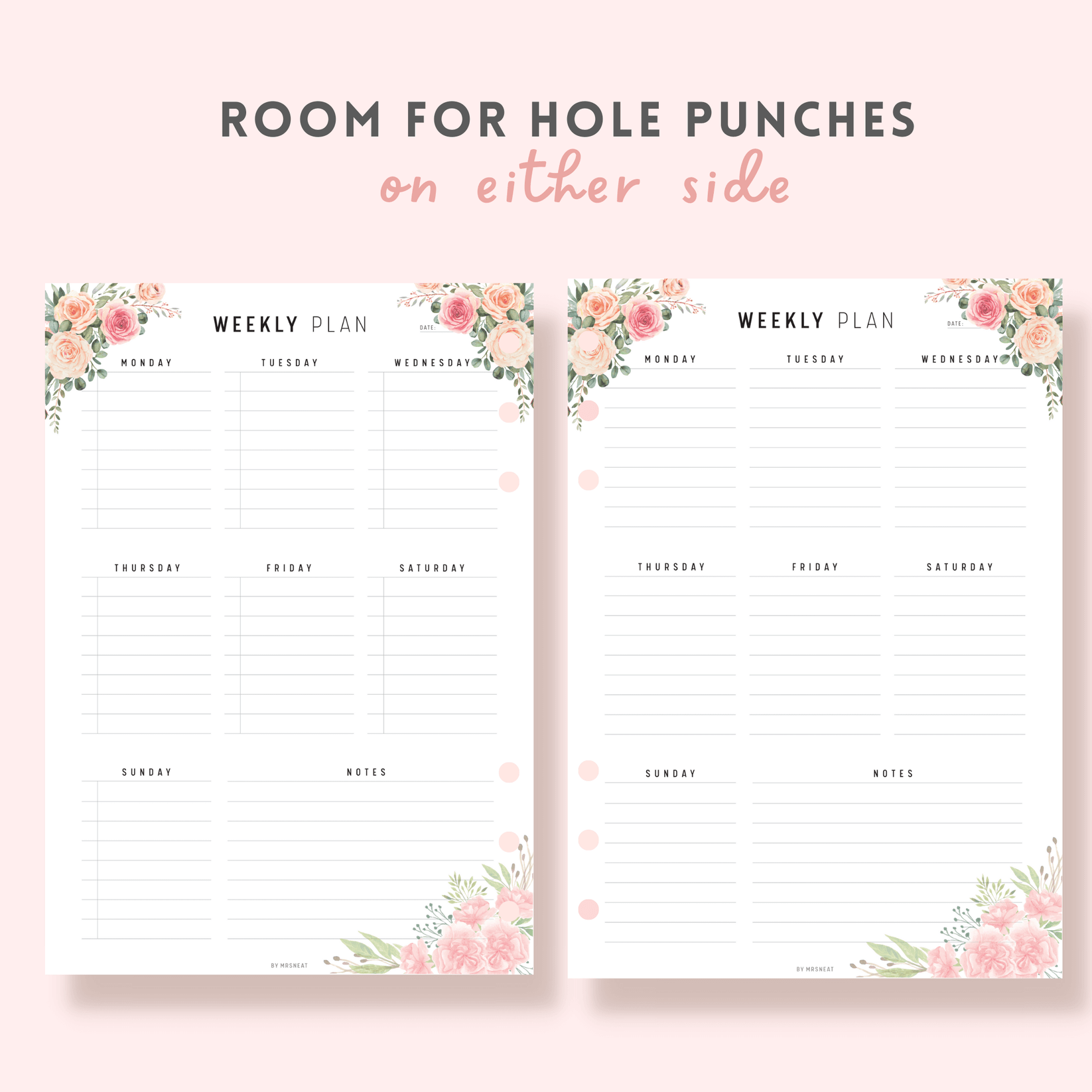 Floral Weekly Planner Printable – mrsneat