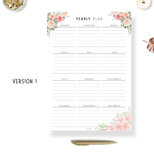 Floral Yearly Goal Planner Printable – mrsneat