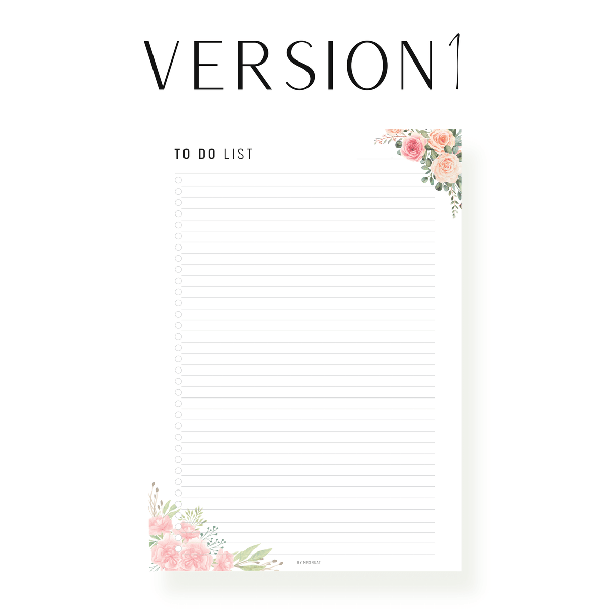 Floral To-Do List Planner Printable - M192 – mrsneat