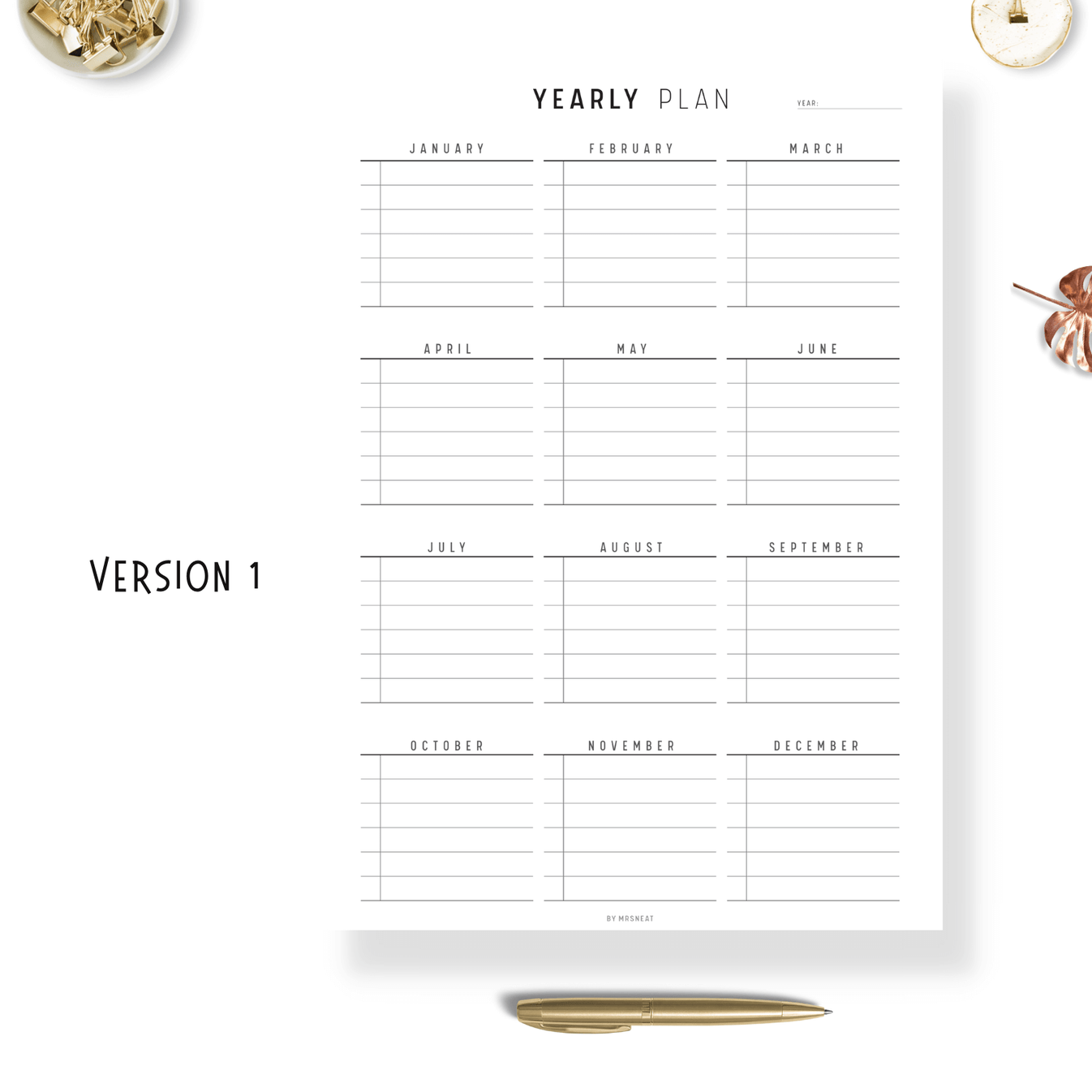 the Ultimate Yearly Goal Planner Printable - M179 – mrsneat