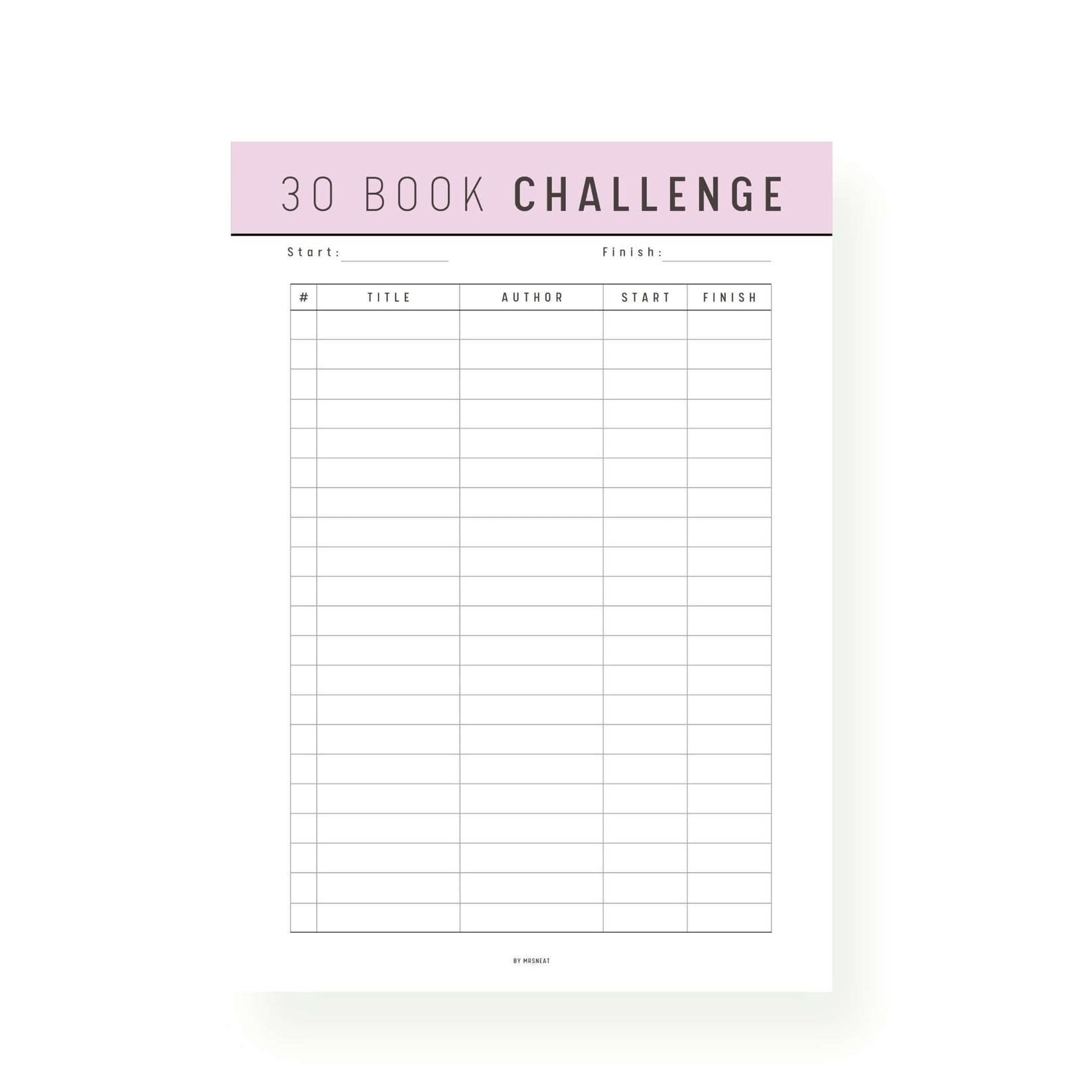 30 Book Challenge Pdf - M233 – mrsneat