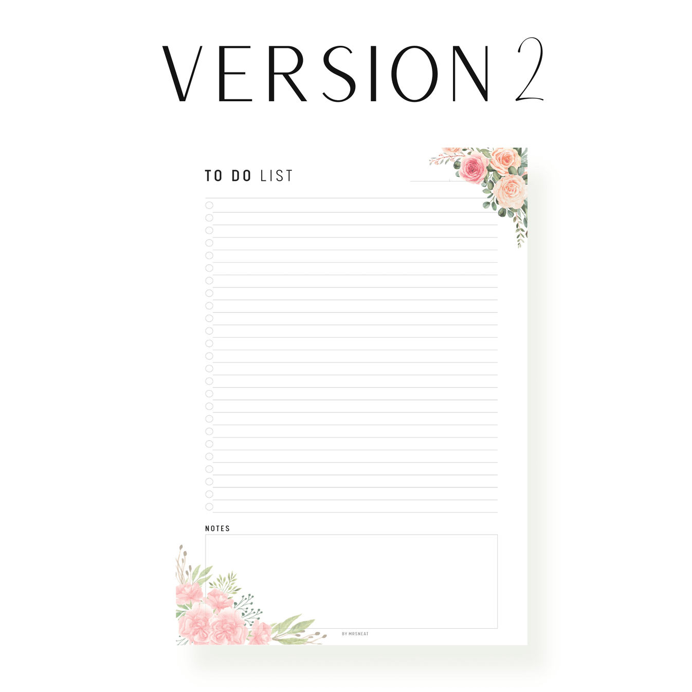 Floral To-Do List Planner Printable - M192 – mrsneat