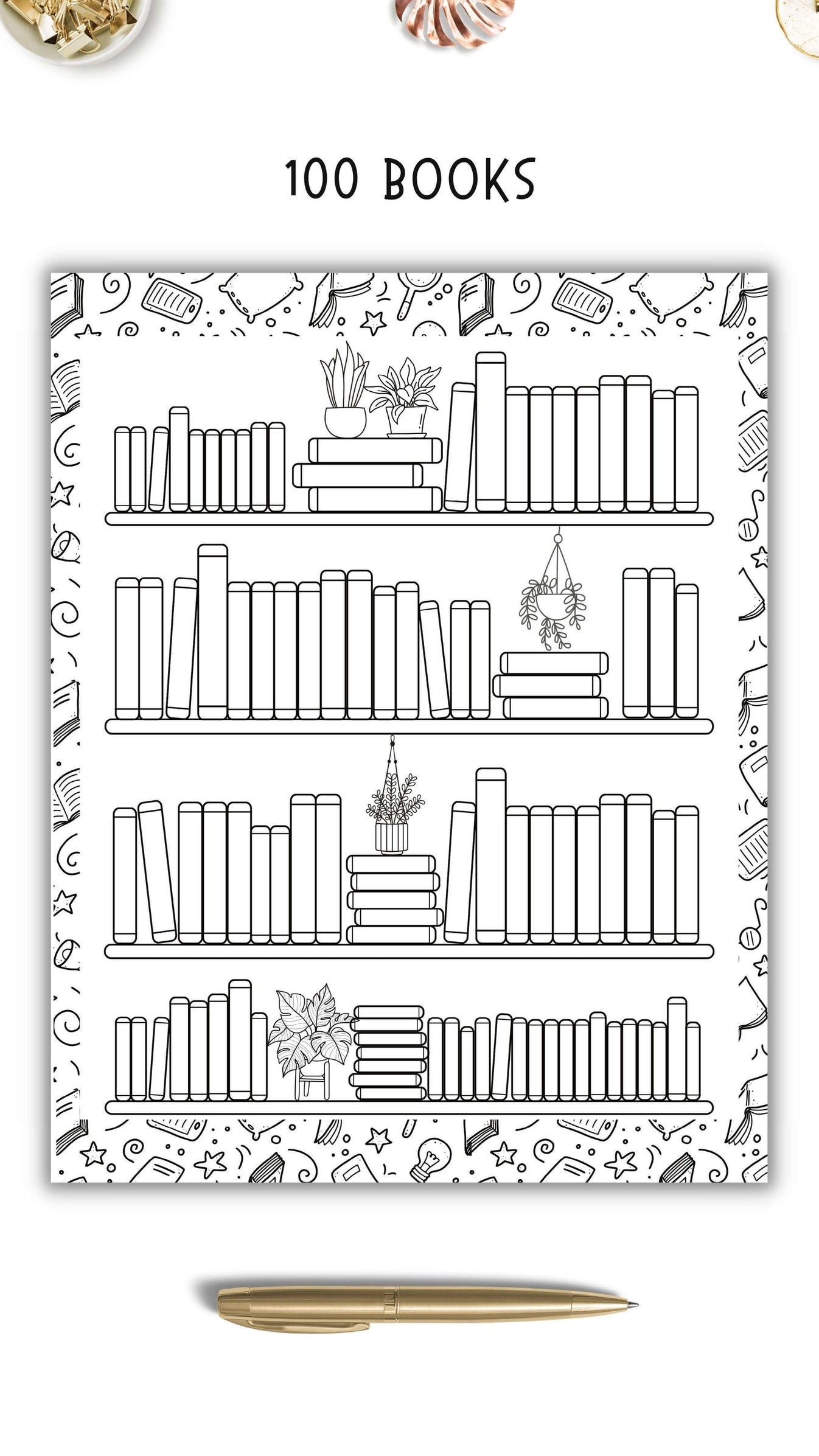 50 & 100 Bookshelf Reading Tracker PRINTABLE - M420 – mrsneat