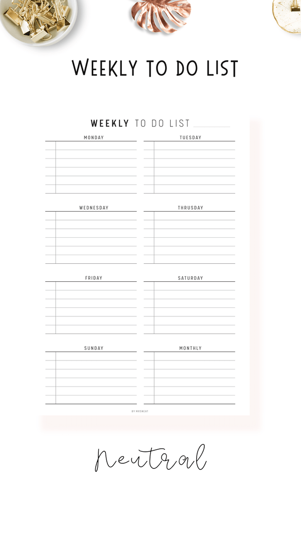 Weekly & Daily To Do List Printable – mrsneat