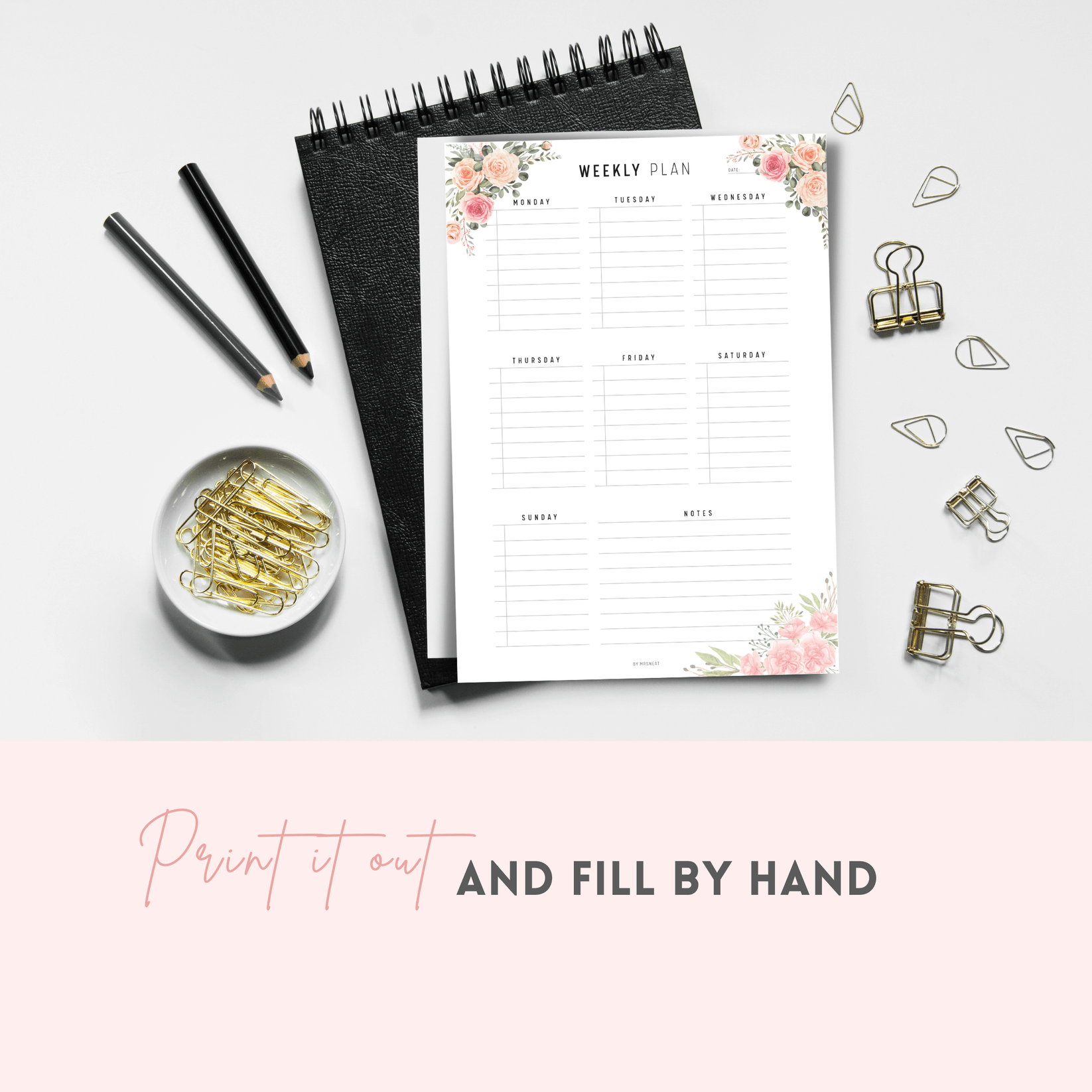 Floral Weekly Planner Printable – mrsneat