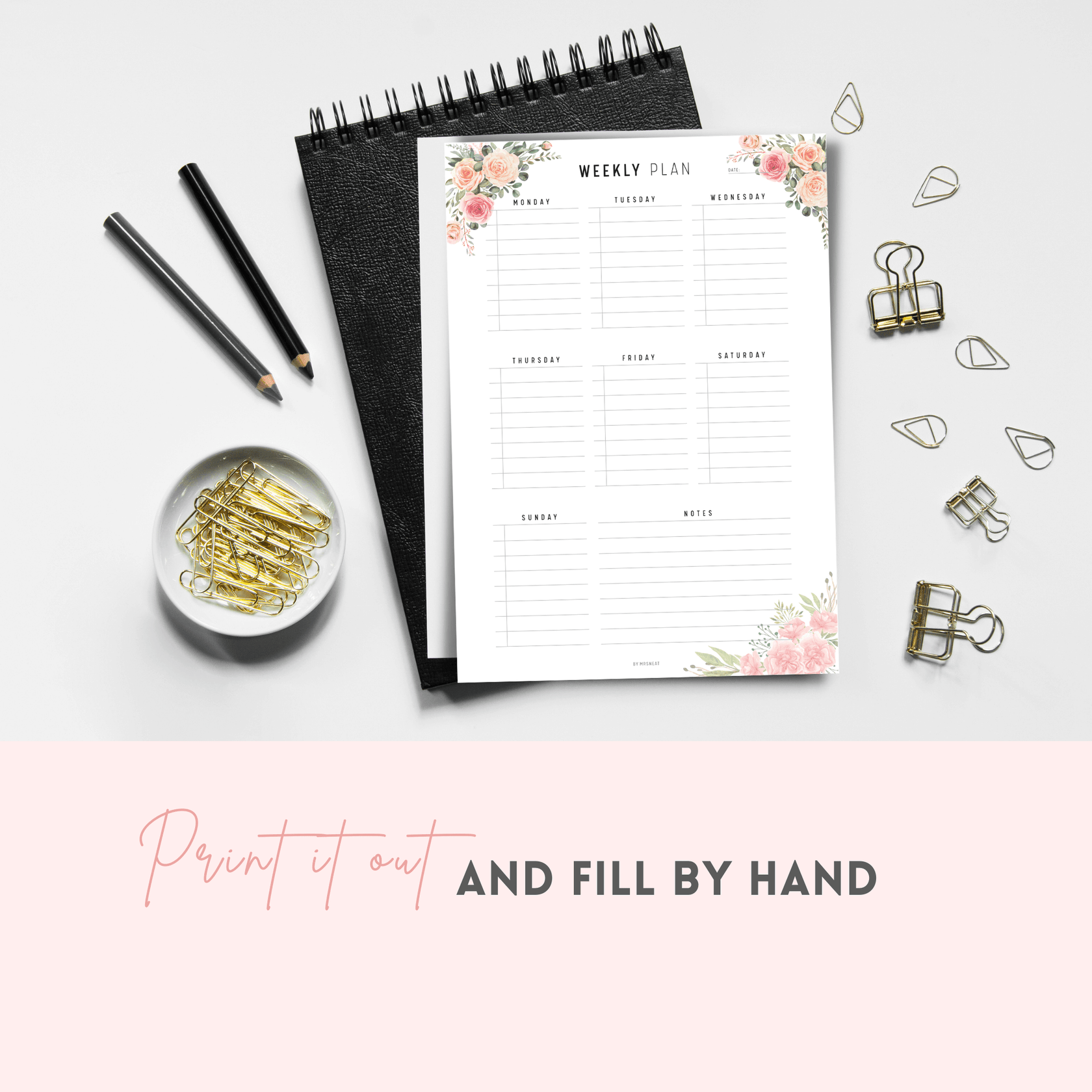 Floral Weekly Planner Printable – mrsneat