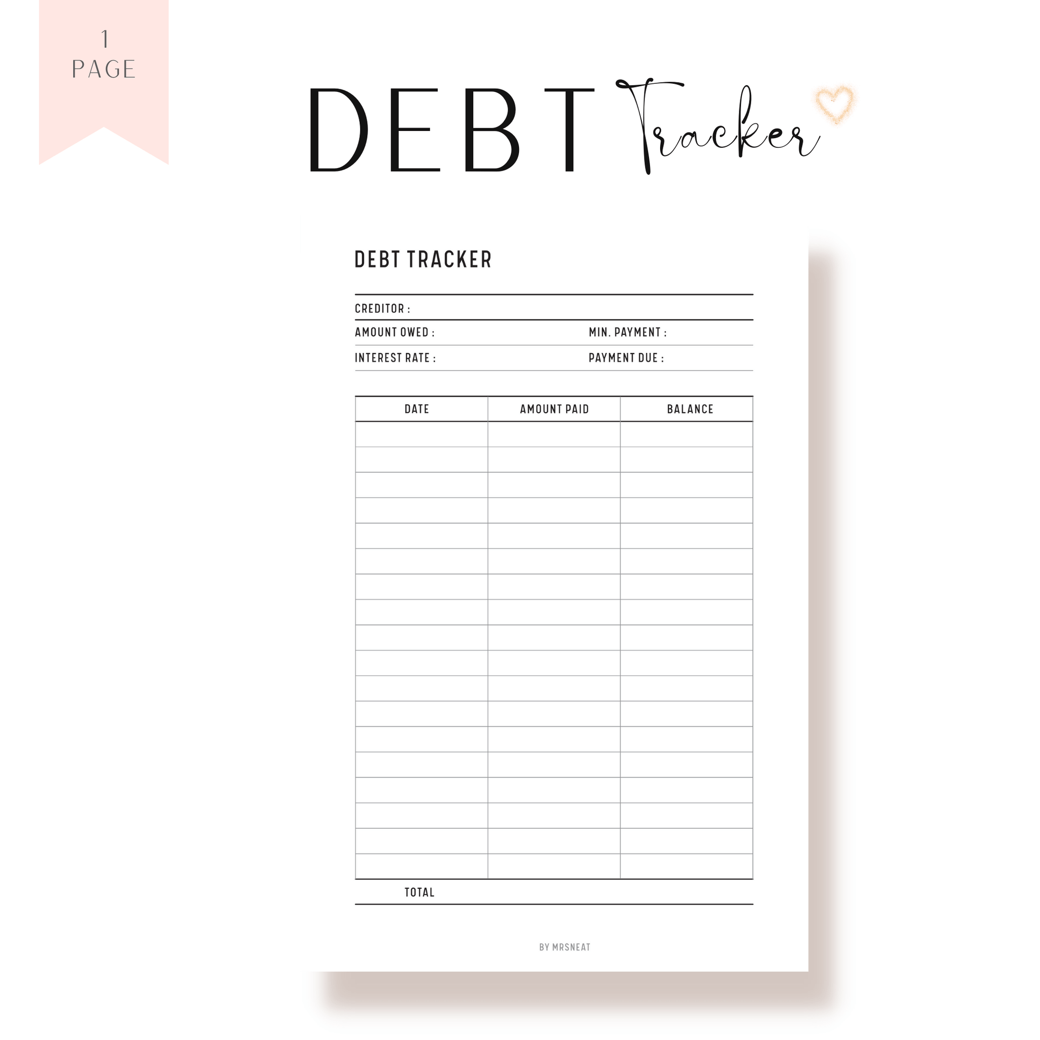 Debt Printable Bundle – mrsneat