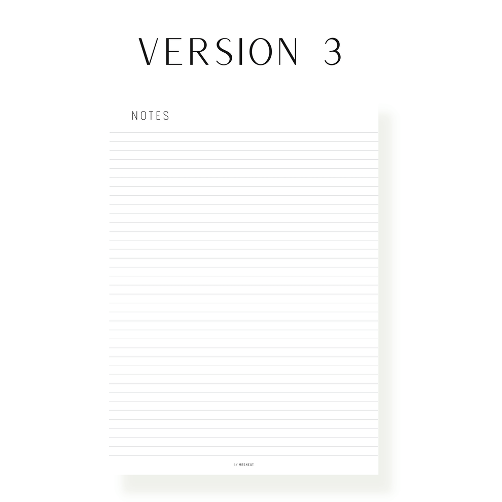 Notes Page Printable – mrsneat