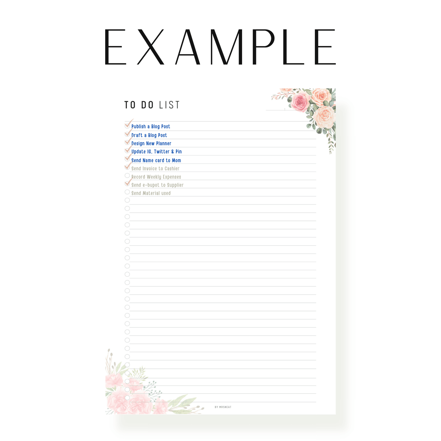 Floral To-Do List Planner Printable - M192 – mrsneat