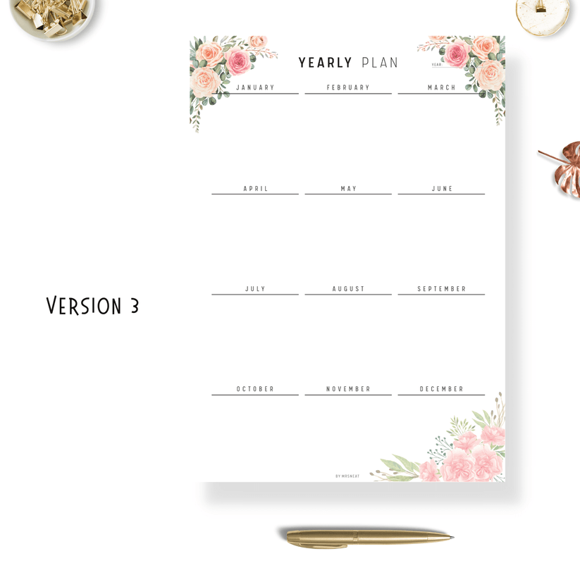 Floral Yearly Goal Planner Printable – mrsneat
