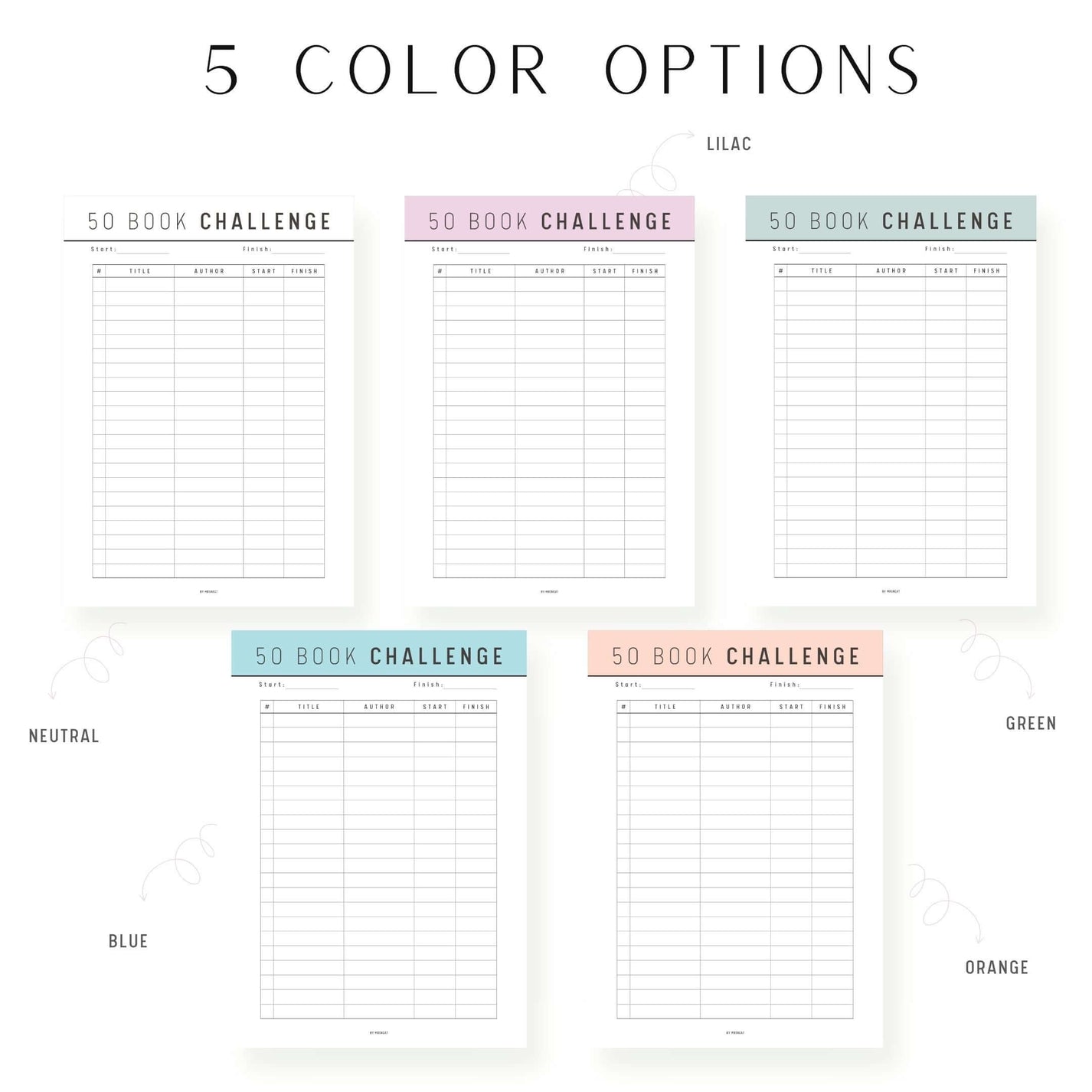 50 Book Reading Challenge Printable – mrsneat