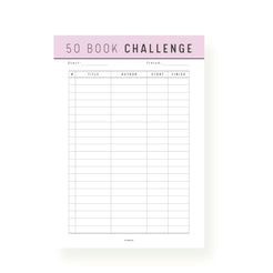 50 Book Reading Challenge Printable – mrsneat